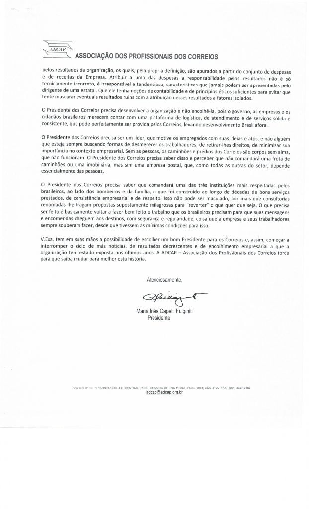 ADCAP envia carta ao Presidente da República Michel Temer | ADCAP ADCAP envia carta ao Presidente da República Michel Temer | ADCAP